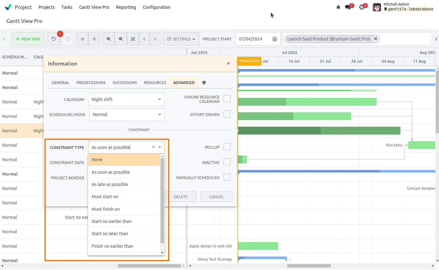 Bryntum Gantt for Odoo Docs